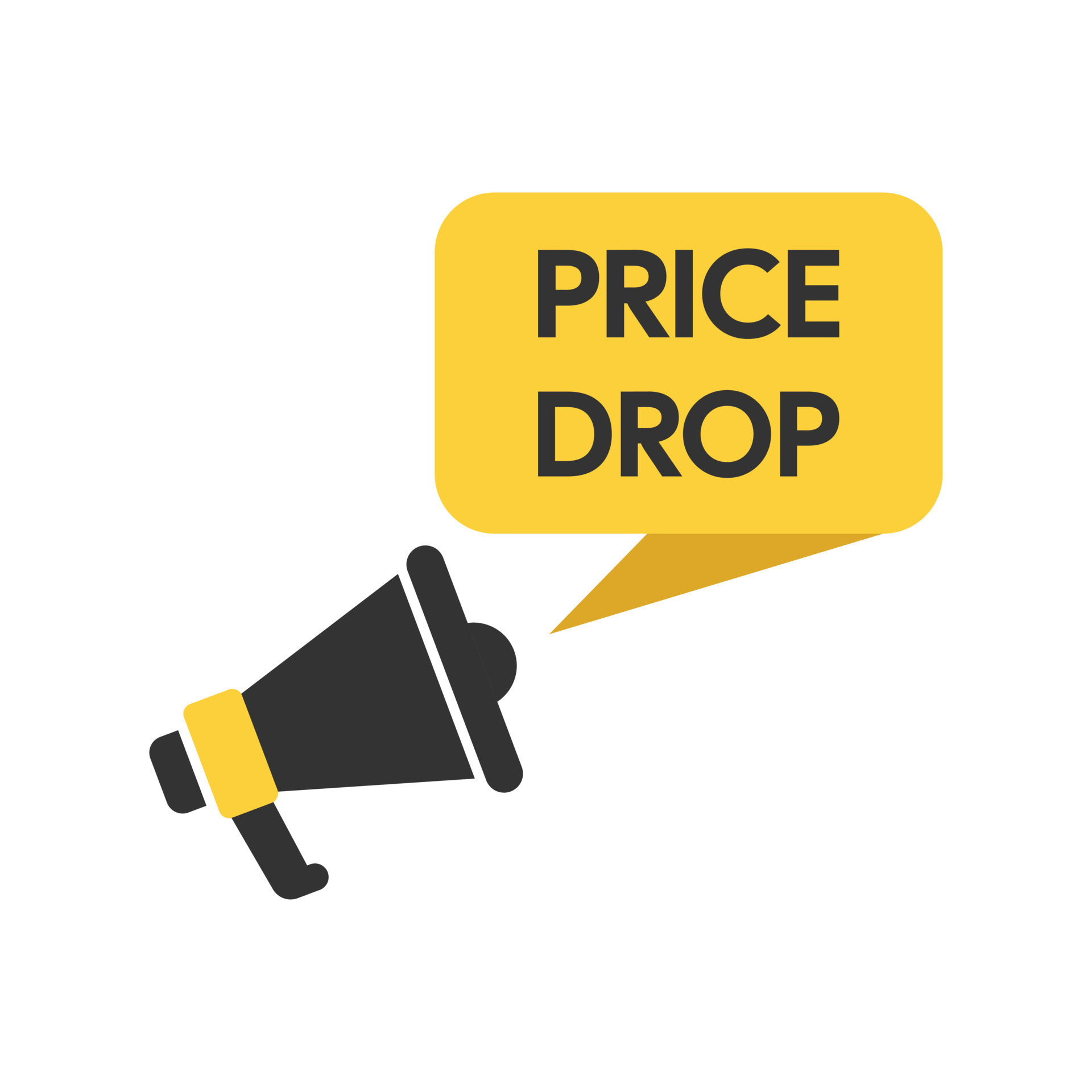 Price drop in flat style. Sale banner vector illustration on isolated background. Loss market ...