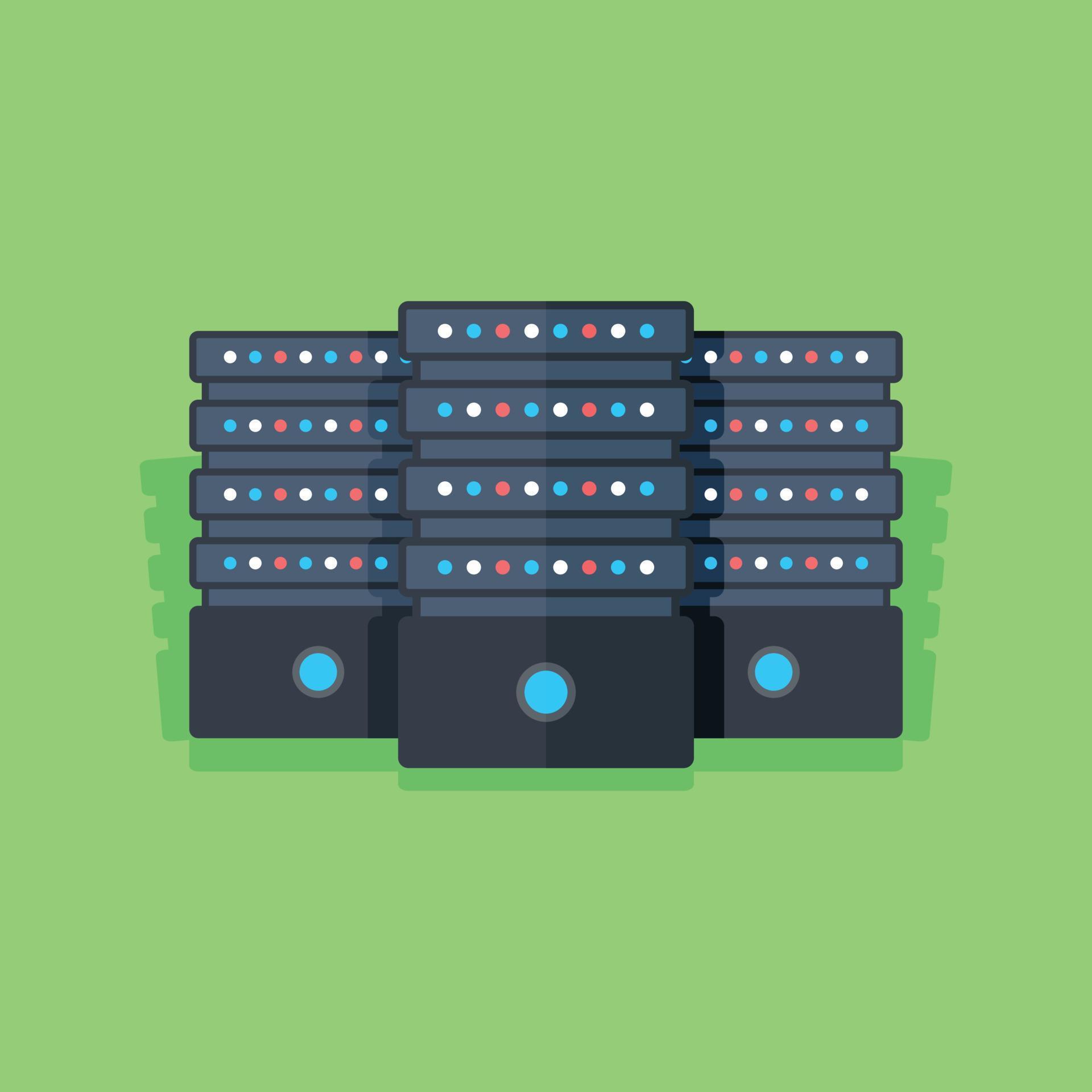 Data Center Icon In Flat Style Computer Datacenter Vector Illustration