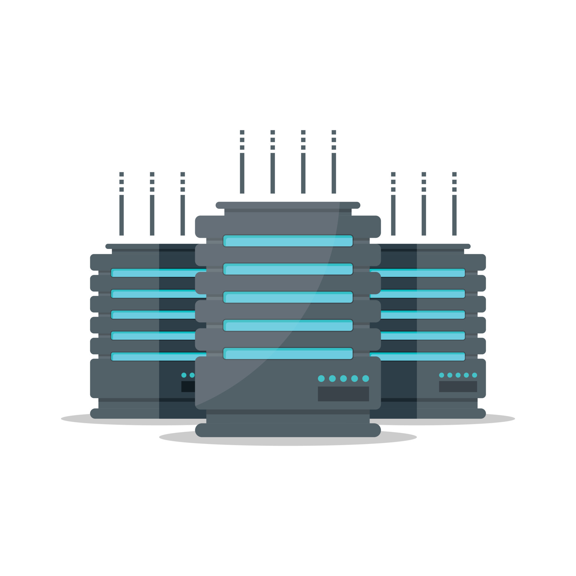 Data Center Icon In Flat Style Computer Datacenter Vector Illustration