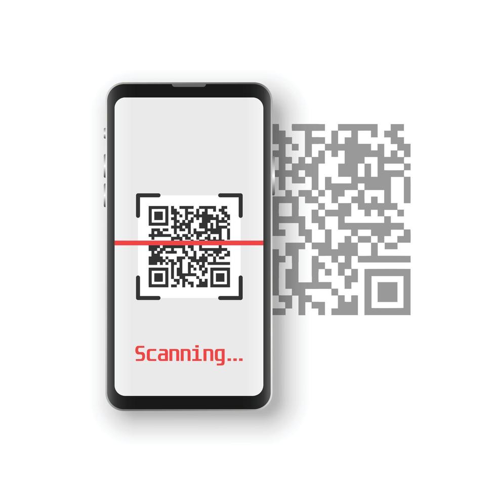 QR code scan icon in flat style. Mobile phone scanning vector illustration on isolated ...