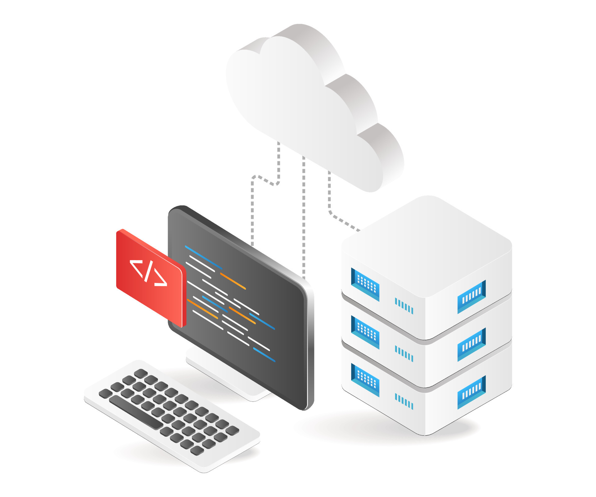 Flat isometric 3d illustration programming language for server 15881157 ...