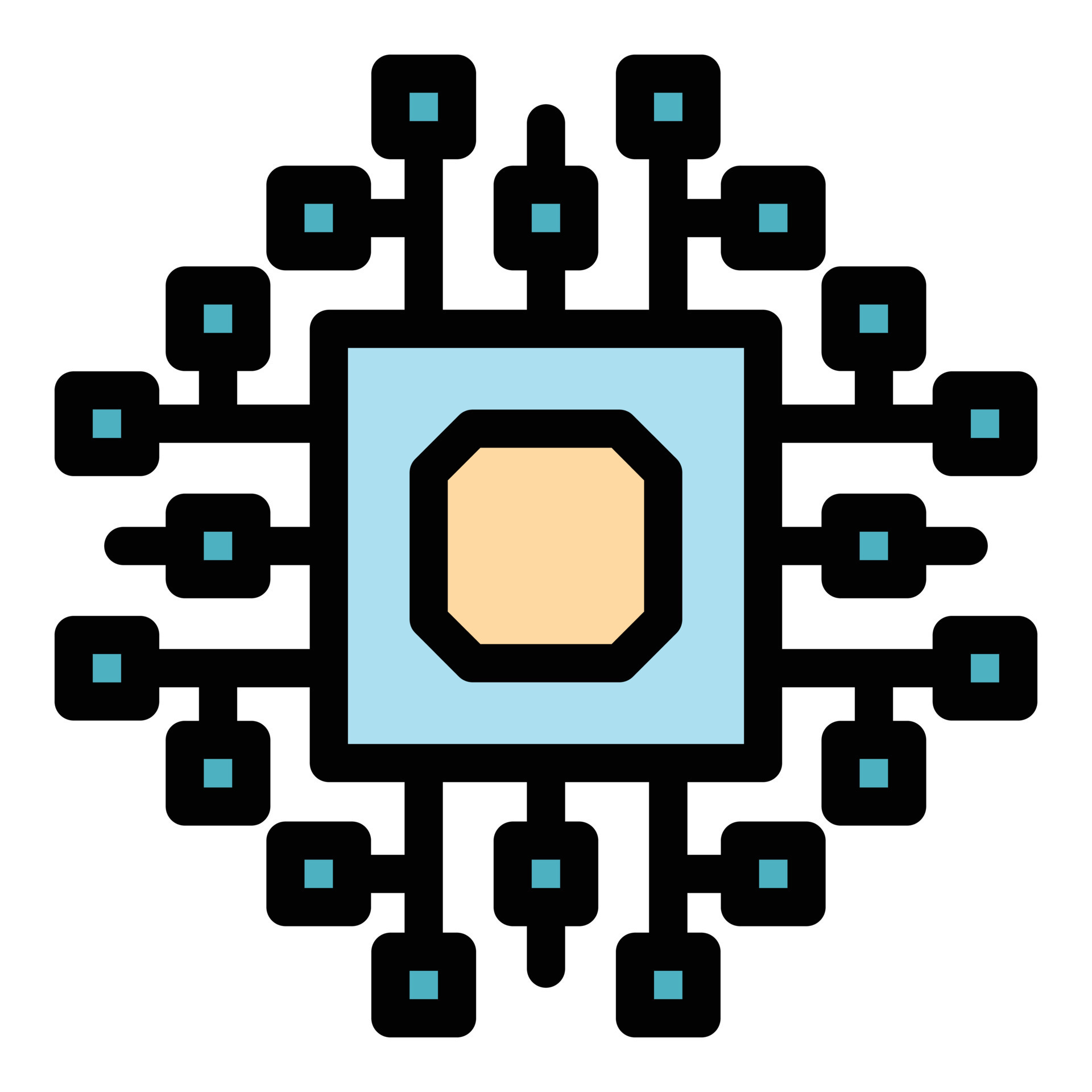 Computer Cpu Icon Color Outline Vector Vector Art At Vecteezy