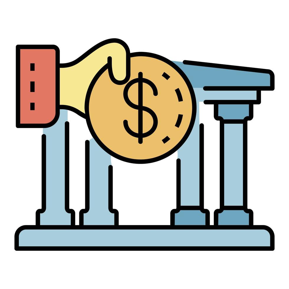 Deposit money bank icon color outline vector 15887918 Vector Art at ...