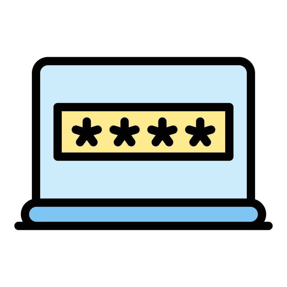 Laptop Workstation Authentication Icon Color Outline Vector 15888914