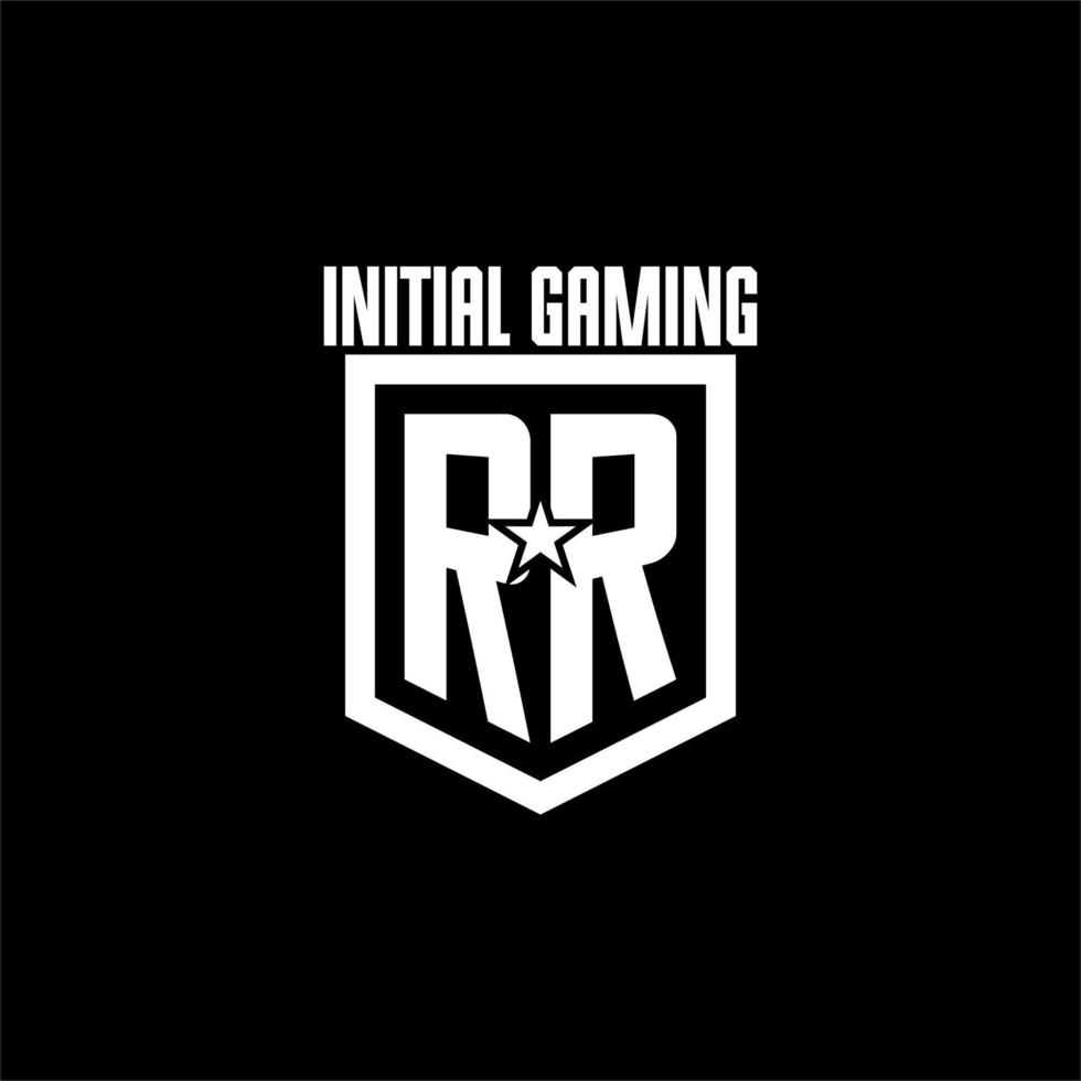RR initial gaming logo with shield and star style design 15901768 Vector Art at Vecteezy