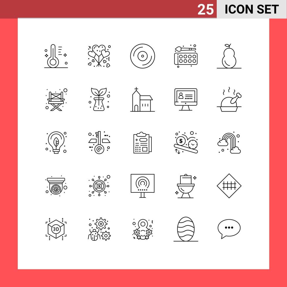 Stock Vector Icon Pack of 25 Line Signs and Symbols for paint palette ...