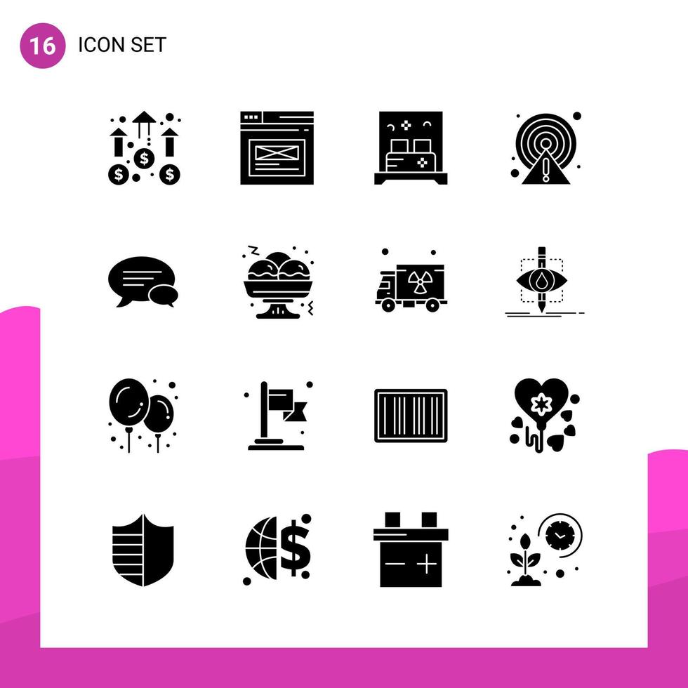 Glyph Icon set Pack of 16 Solid Icons isolated on White Background for ...