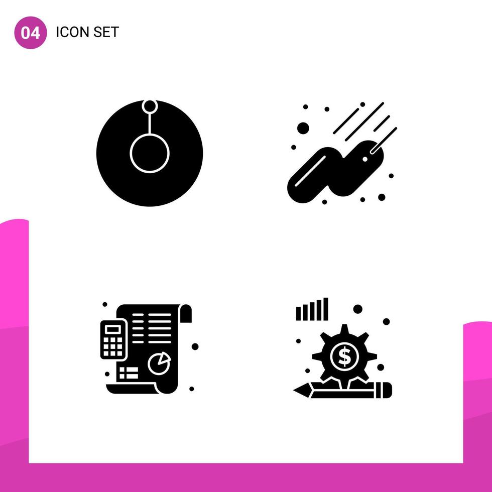 Glyph Icon set Pack of 4 Solid Icons isolated on White Background for ...