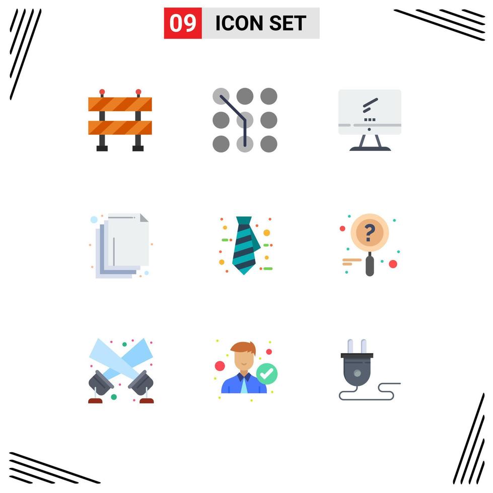 9 Thematic Vector Flat Colors And Editable Symbols Of Tie Business
