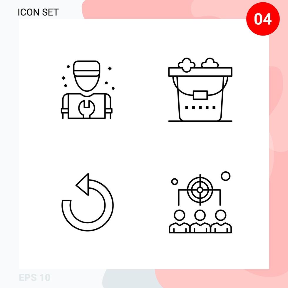 Vector Pack of 4 Icons in Line Style Creative Outline Pack isolated on ...