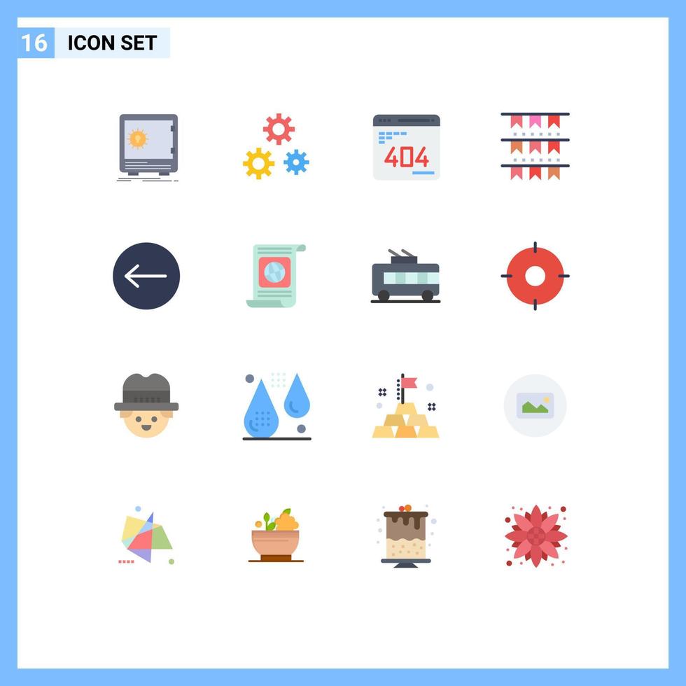 Set of 16 Modern UI Icons Symbols Signs for party buntings service american web Editable Pack of ...