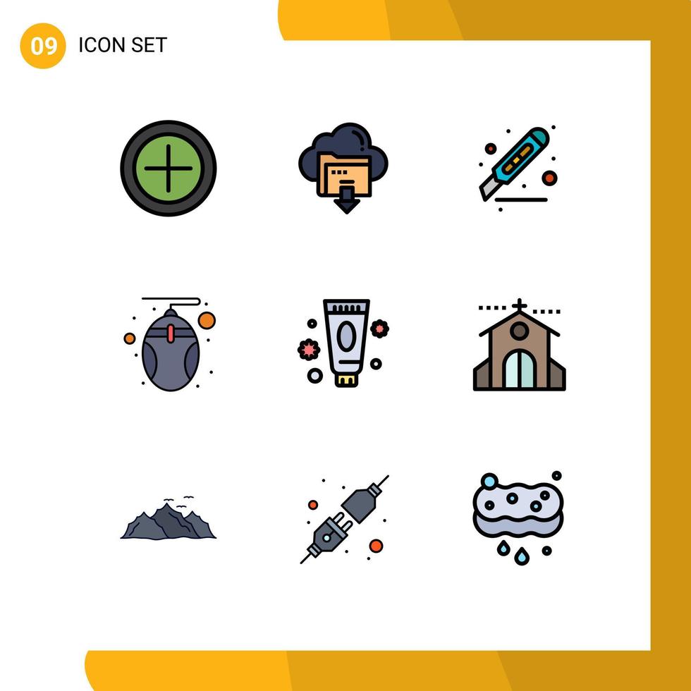 9 Universal Filledline Flat Colors Set For Web And Mobile Applications