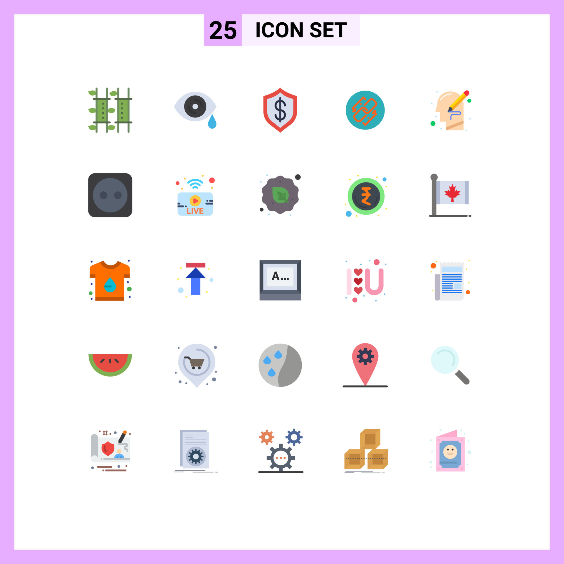 25 Flat Color Concept For Websites Mobile And Apps Link Url Artificial Chain Technology Editable