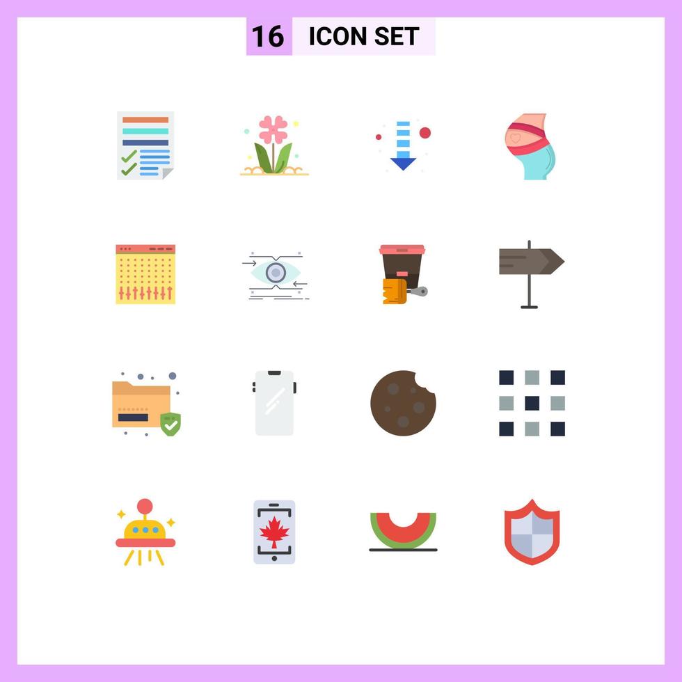 Mobile Interface Flat Color Set Of 16 Pictograms Of Women Pregnancy
