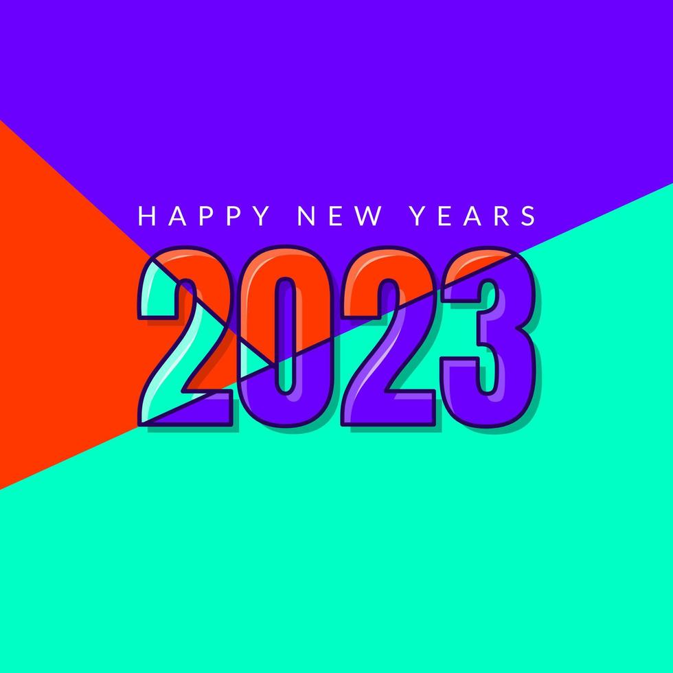 Happy new year 2023 colorfull theme with cartoon style number. Greeting concept for 2023 new ...