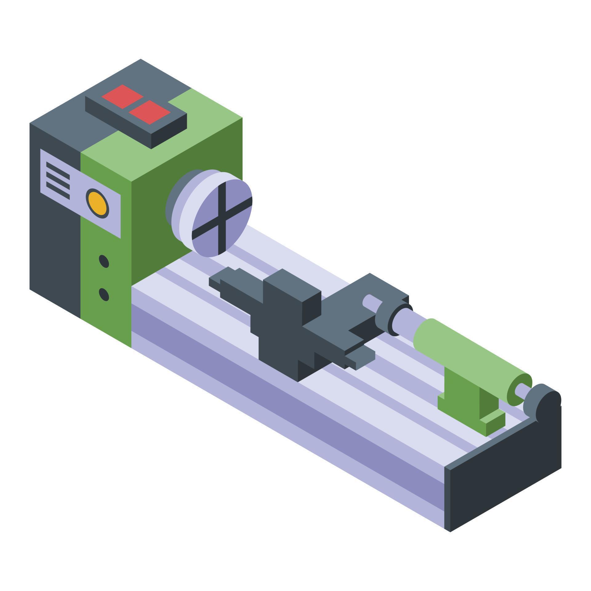 Automated lathe icon, isometric style 15913656 Vector Art at Vecteezy