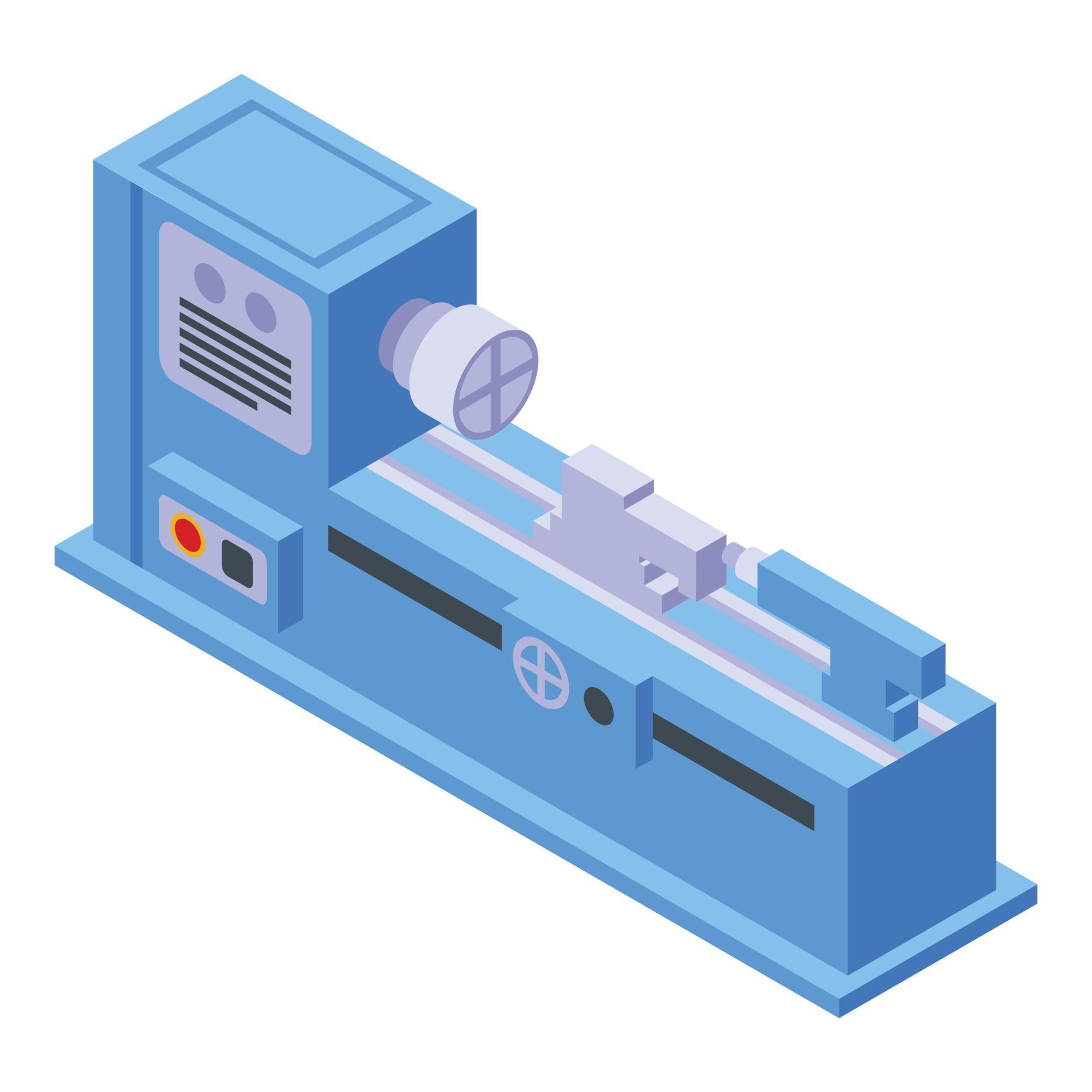 Factory lathe icon, isometric style 15913678 Vector Art at Vecteezy