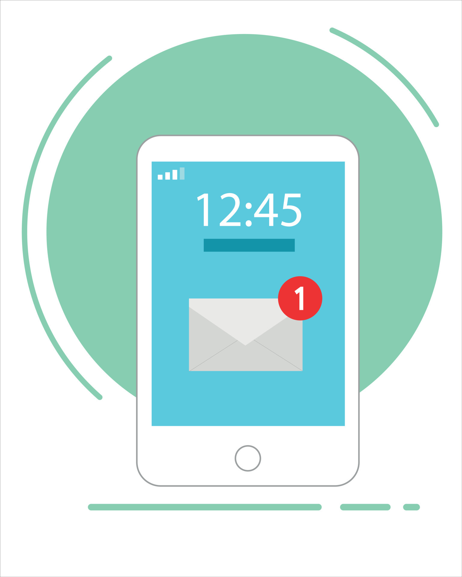 Messages Notifications On The Phone Vector Smartphone With Email App On Screen Flat Design