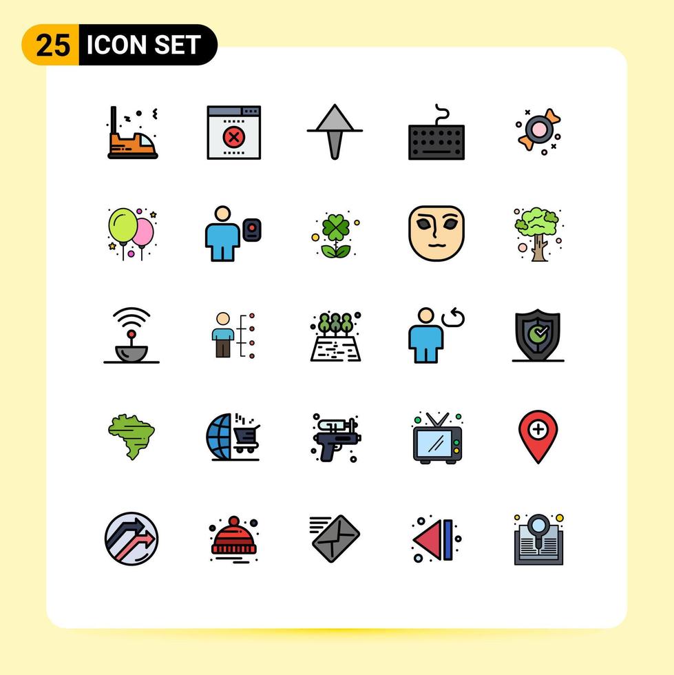 Mobile Interface Filled Line Flat Color Set Of 25 Pictograms Of Balloon