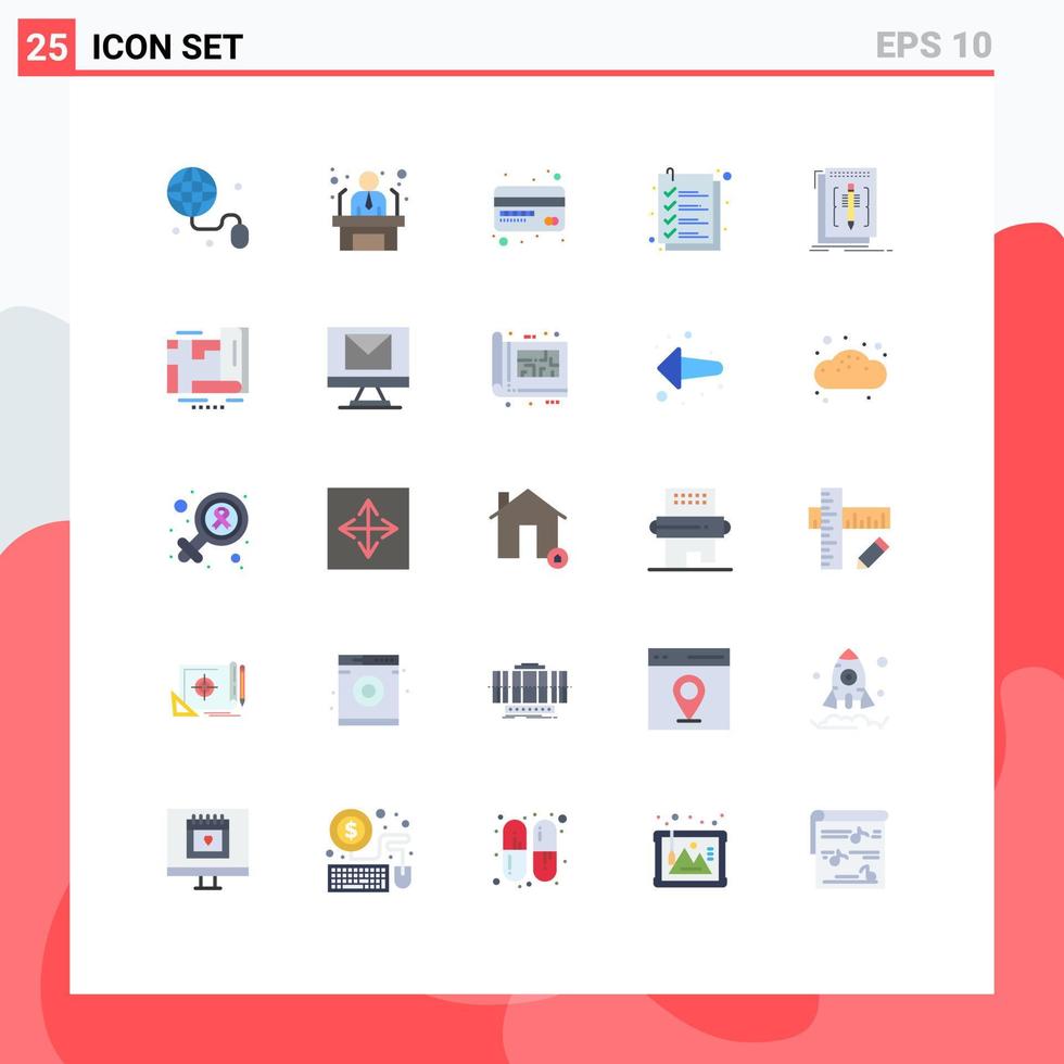 Group Of 25 Modern Flat Colors Set For Language Edit Debit Card Code List Editable Vector Design