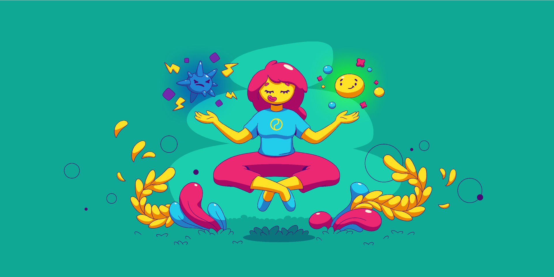 Emotional balance concept, calm woman meditate 15917584 Vector Art at ...