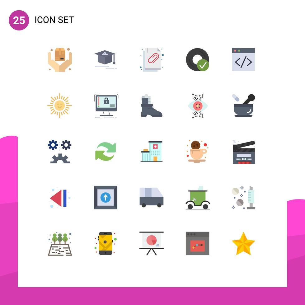 Modern Set Of 25 Flat Colors Pictograph Of Server Gadget Attachment