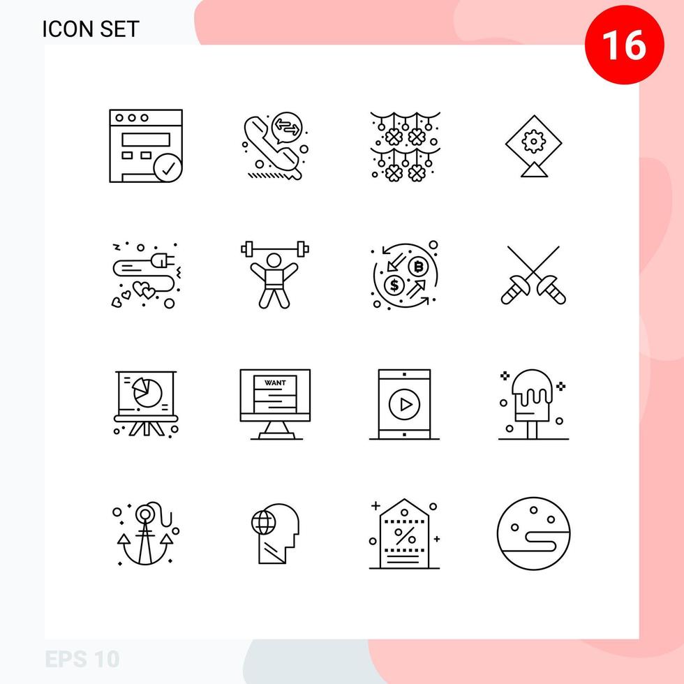 16 Universal Outlines Set For Web And Mobile Applications Athletics Heart Clover Charge