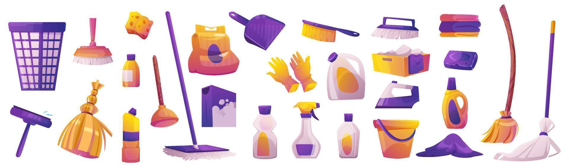 Equipment for house cleaning, brush, soap, brooms 15918155 Vector Art ...