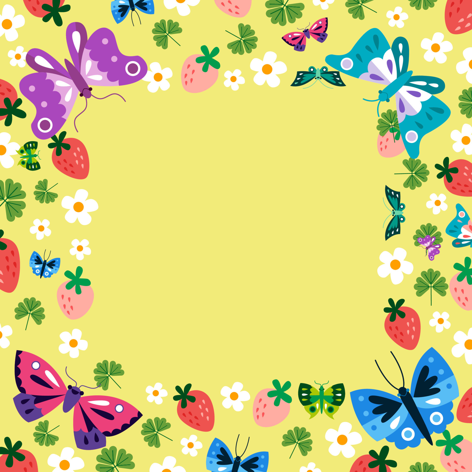 Mariposas Y Flores En Concepto De Borde Cuadrado 15918875 Vector En Vecteezy