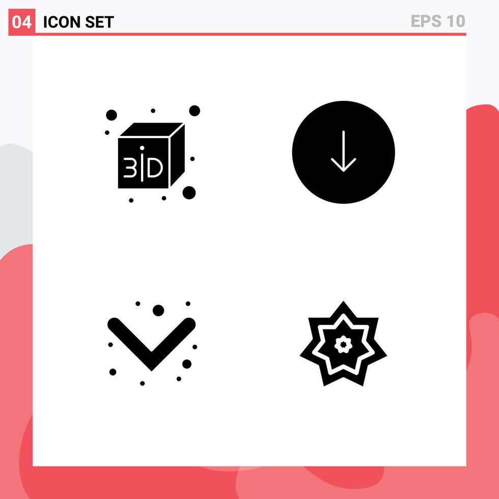 Editable Vector Line Pack of 4 Simple Solid Glyphs of box holy down ...