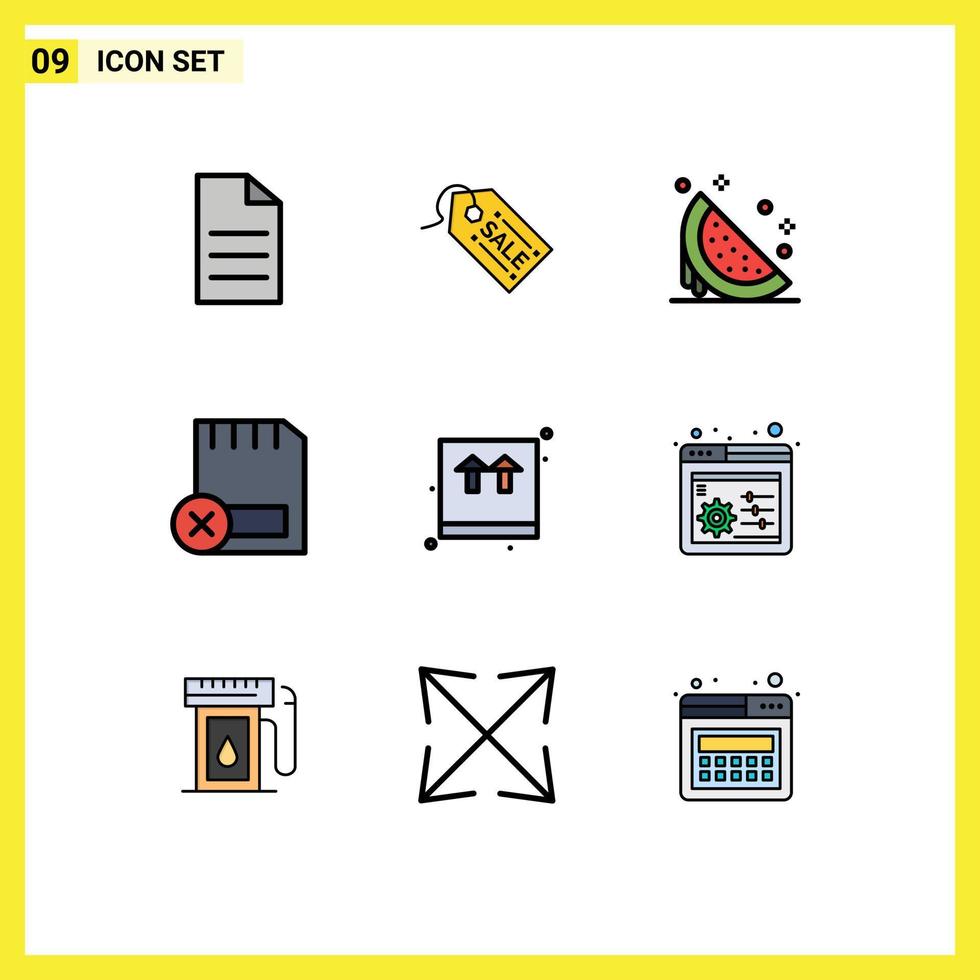 9 User Interface Filledline Flat Color Pack Of Modern Signs And Symbols Of Removed Devices