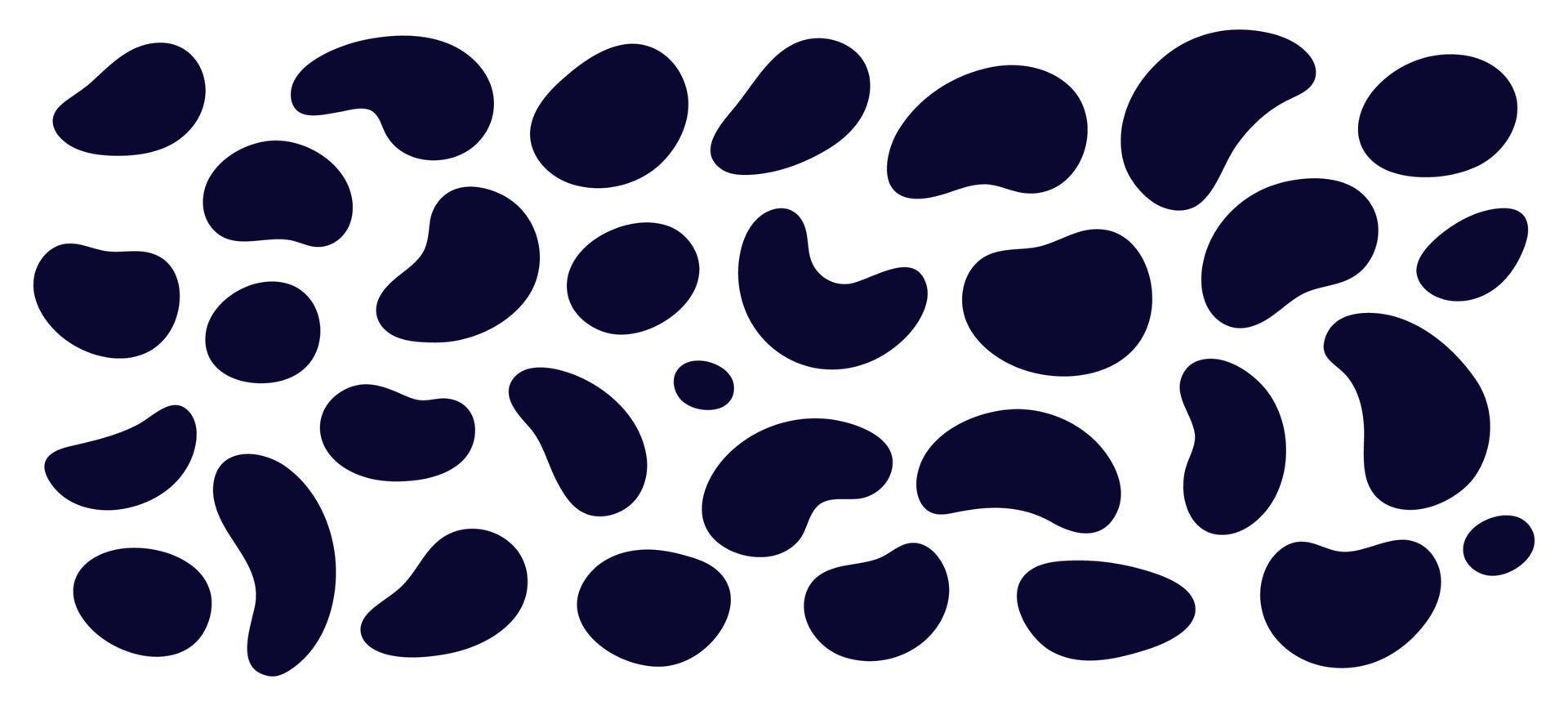 Set Of Abstract Irregular Dynamic Form Organic Amoeba Blobs Shapes Silhouette Blots Flat