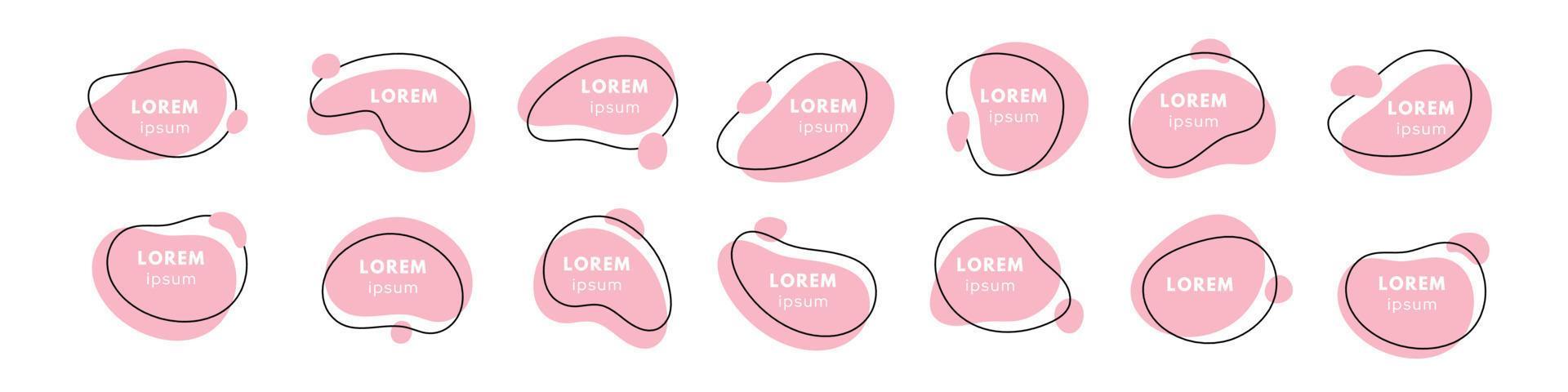 Set Of Different Organic Shapes Fluid Dynamic Blob With Text Flat
