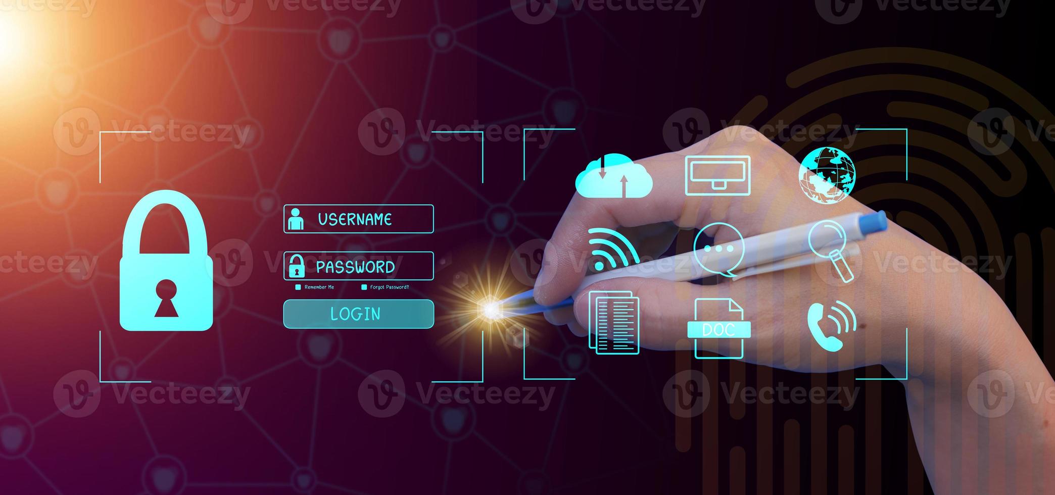 Cybersecurity Concept Global Network Security Technology Protect