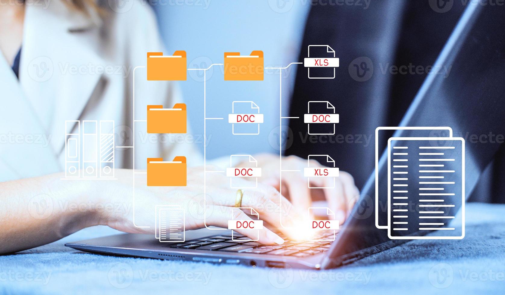 Document Management System Concept Folder And Document Icon Software Searching And Managing