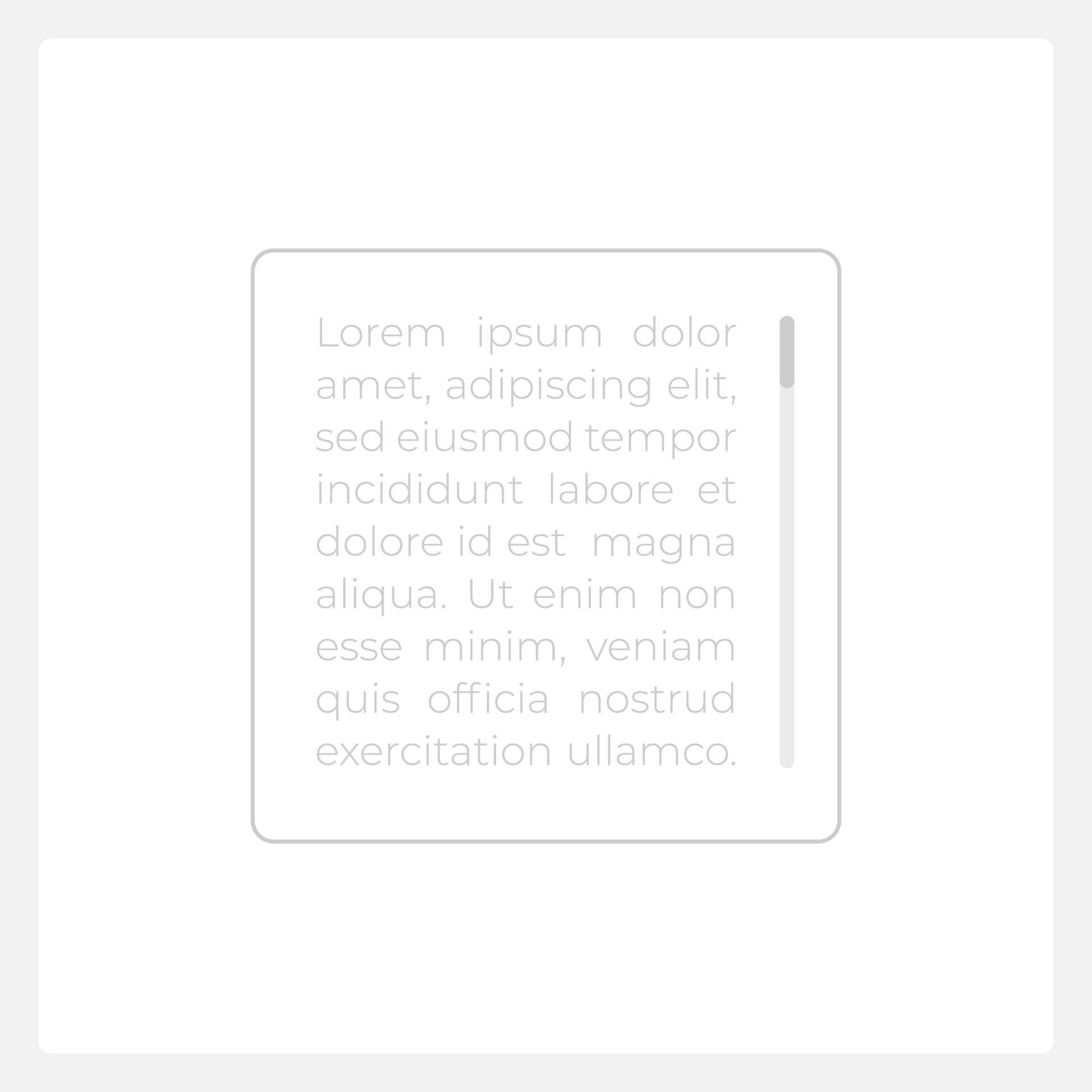 Text field with scrollbar UI element template. Editable isolated vector dashboard component ...
