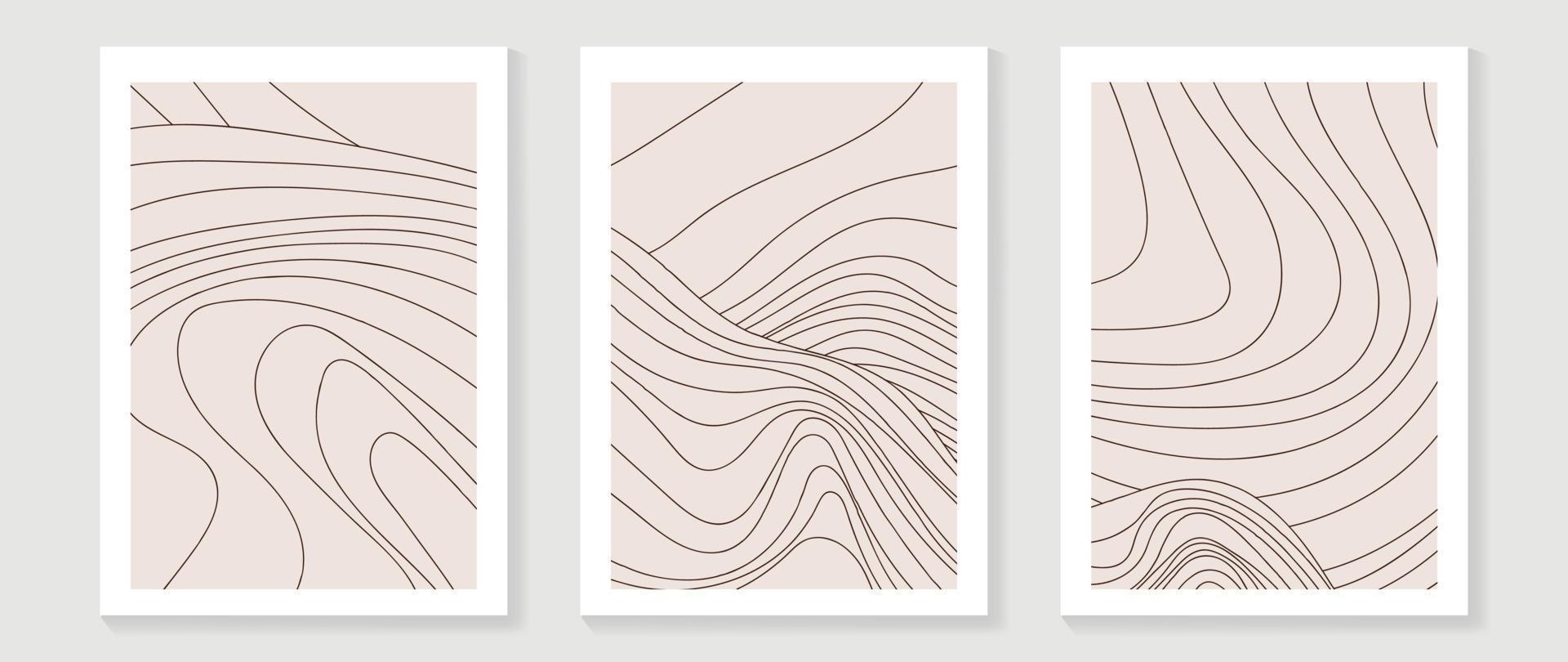 Abstract Art Background Vector Set Minimalist Modern Contour Drawing Contemporary Abstract