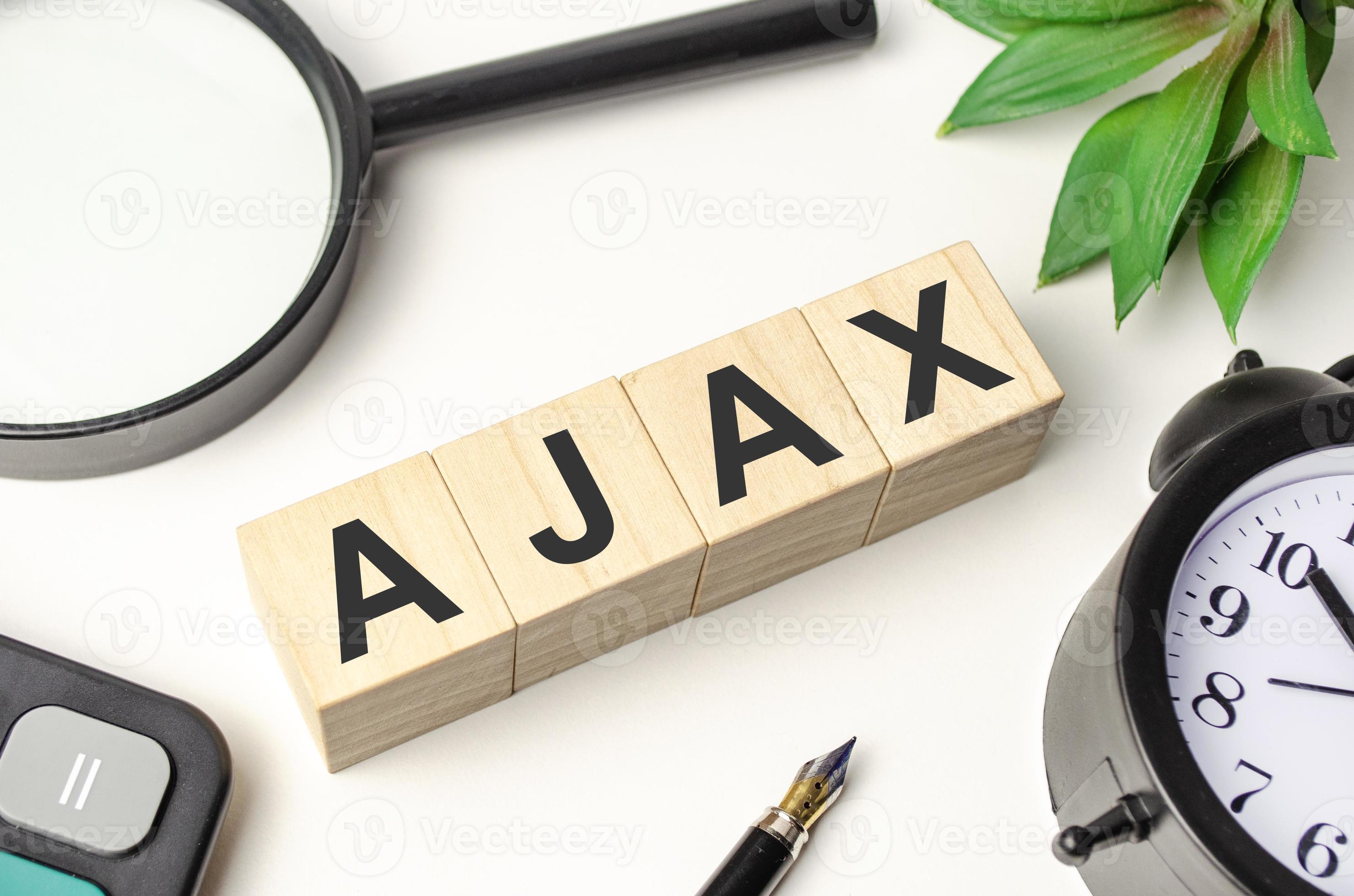 Word Ajax Made With Wooden Blocks And Office Supplies 15940824 Stock