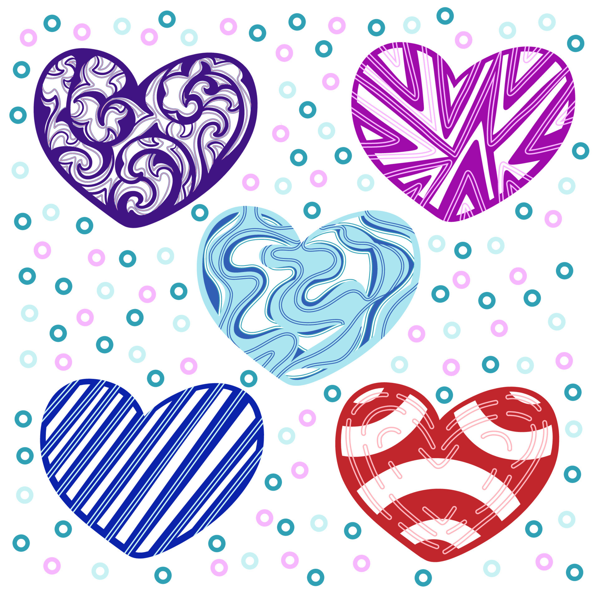 Heart Color Set Icons Vector Illustrations Set Of Hearts In Different