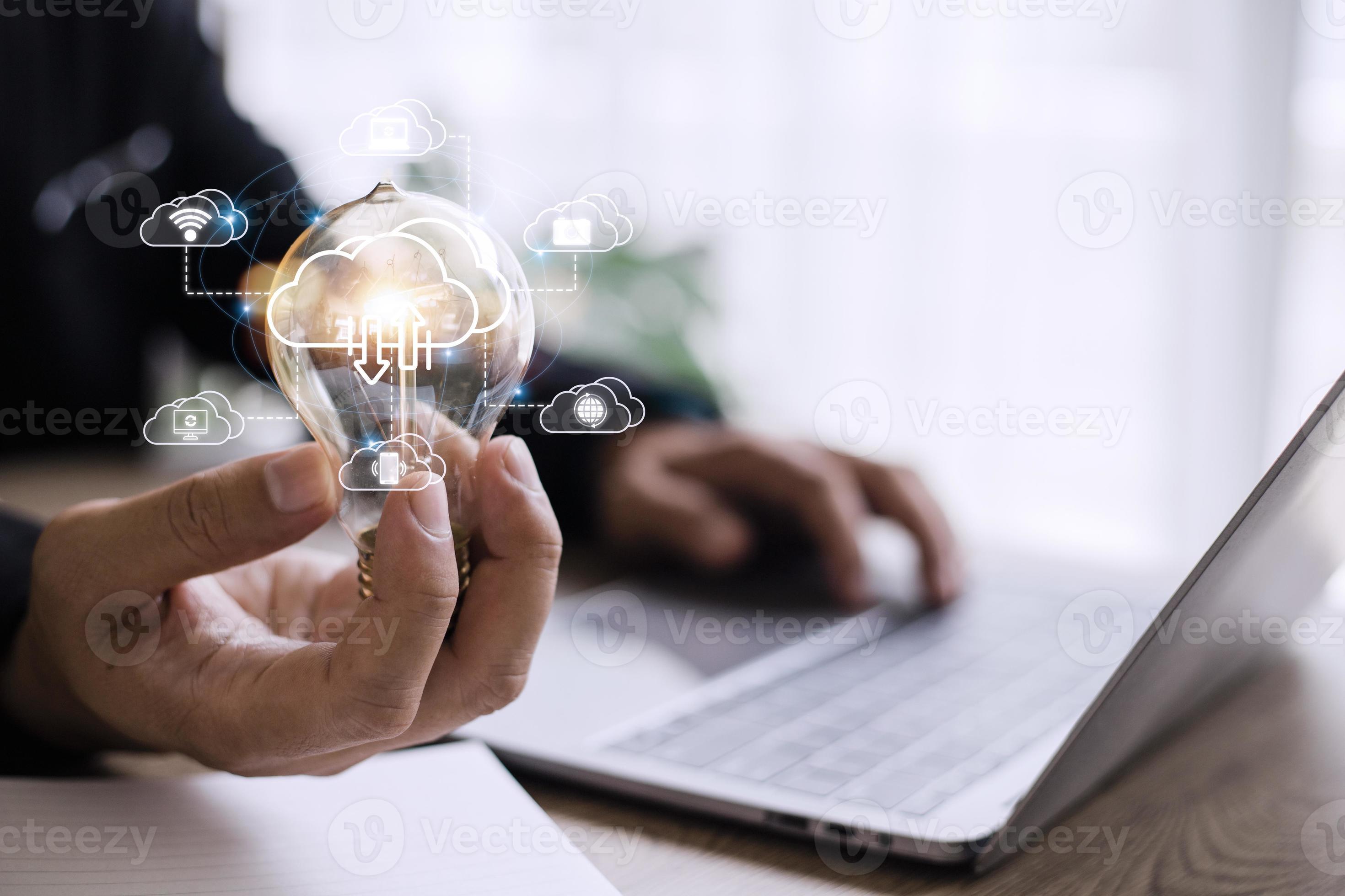 Icon Cloud Computing Network And Icon Connection Data Information
