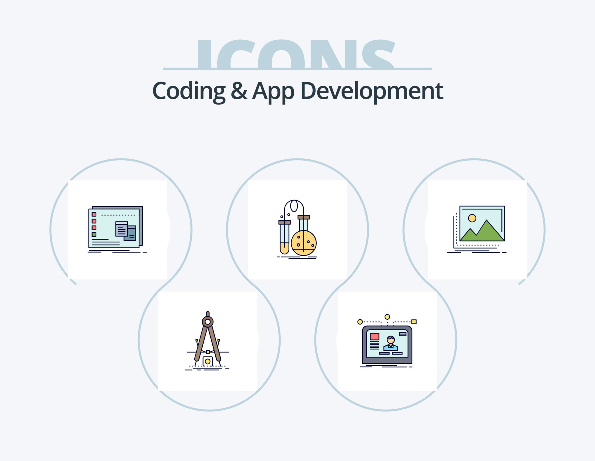 Coding And App Development Line Filled Icon Pack 5 Icon Design ...