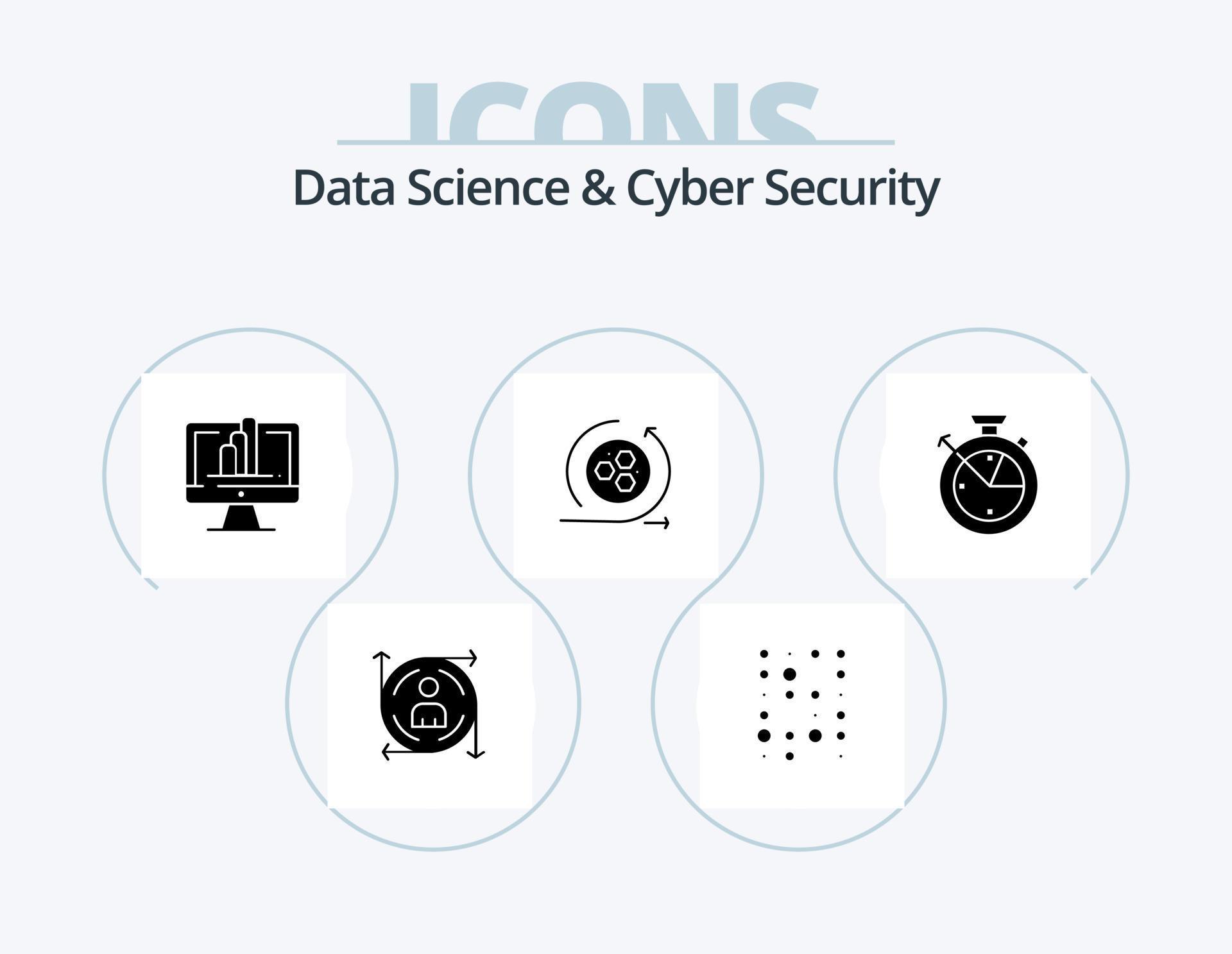 Data Science And Cyber Security Glyph Icon Pack 5 Icon Design Time