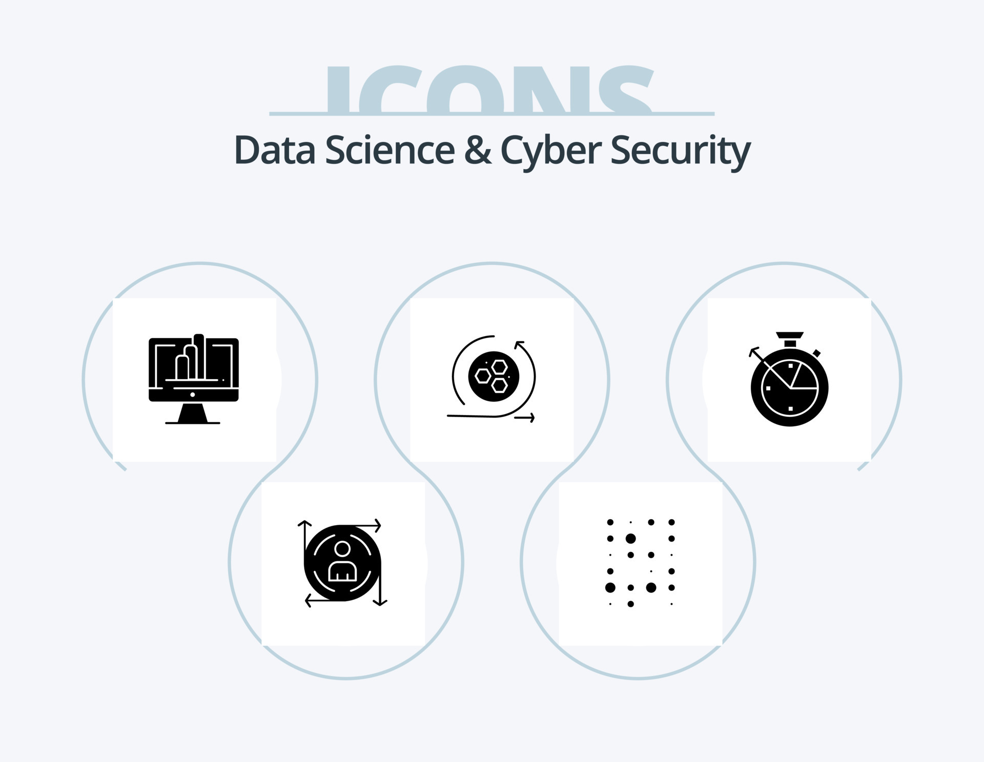 Data Science And Cyber Security Glyph Icon Pack 5 Icon Design Time