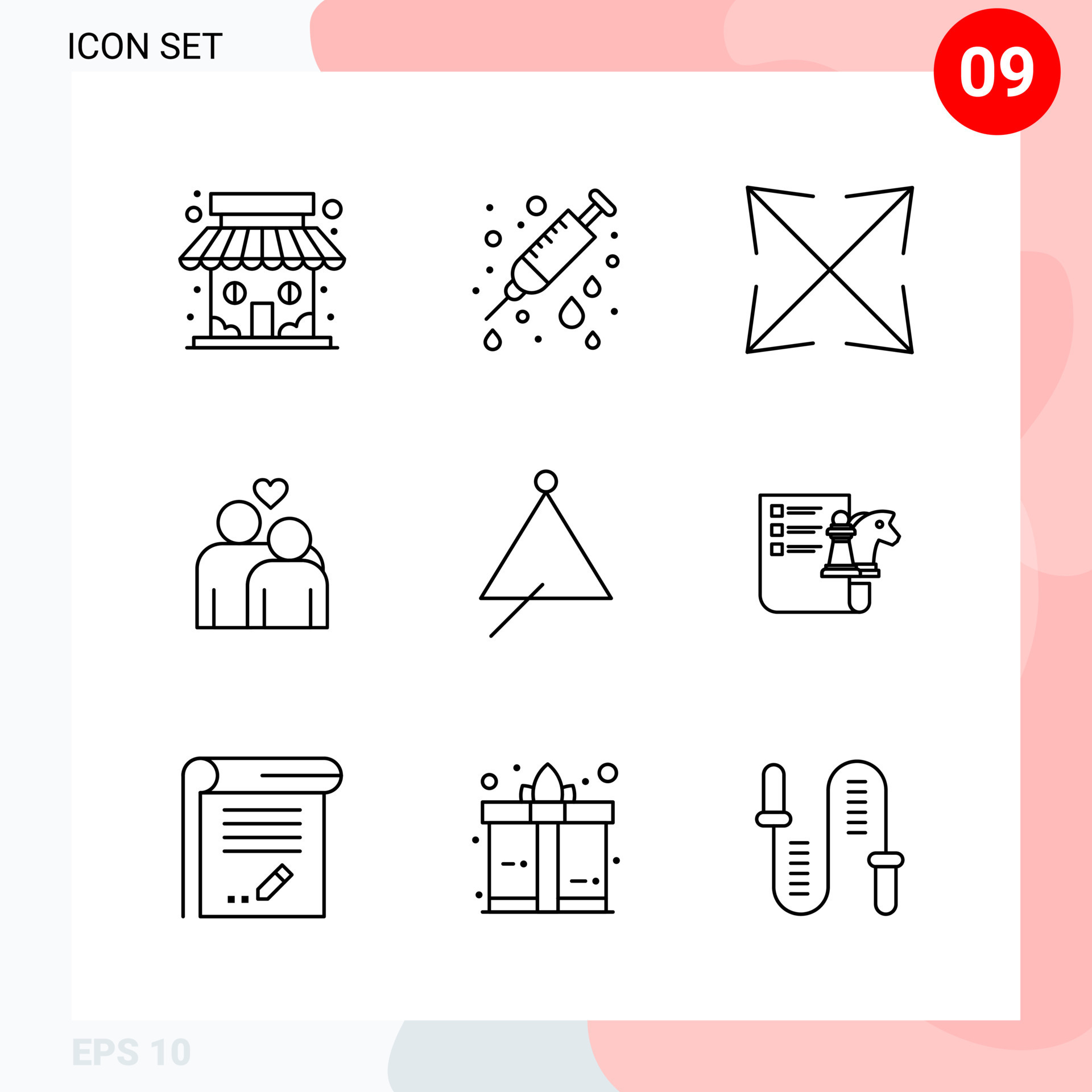 Vector Pack Of 9 Icons In Line Style Creative Outline Pack Isolated On White Background For Web