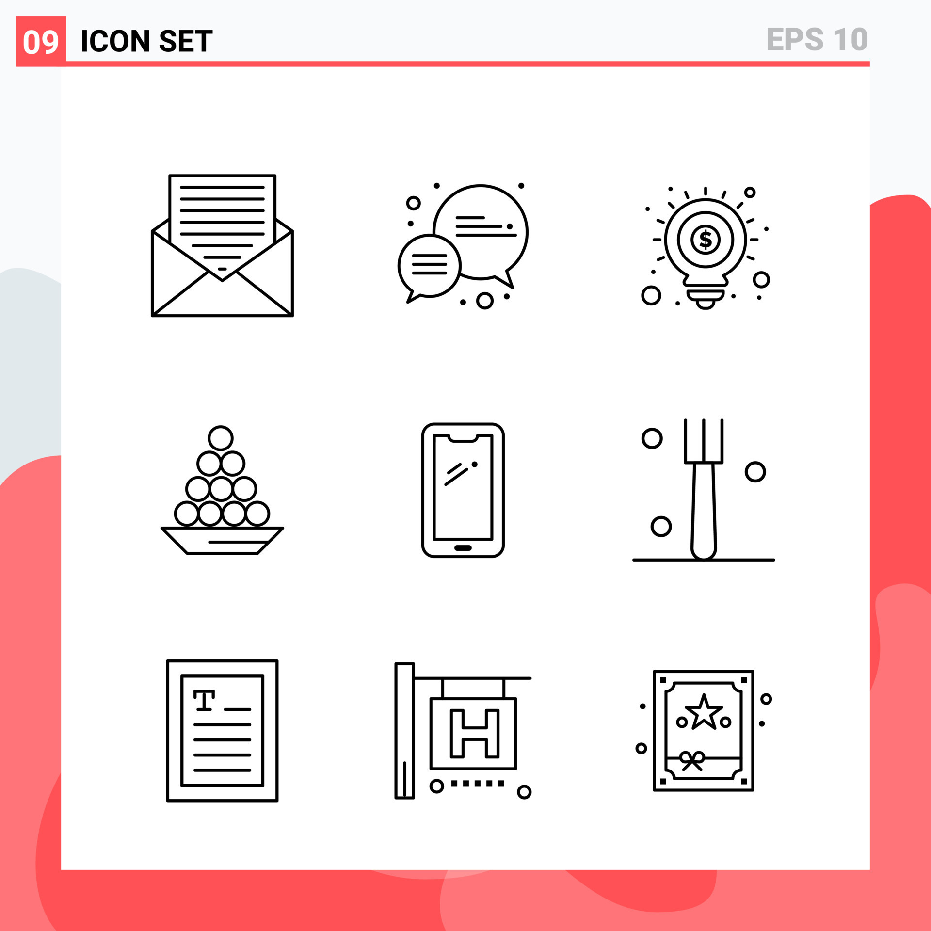 Collection Of 9 Vector Icons In Line Style Modern Outline Symbols For Web And Mobile Line Icon