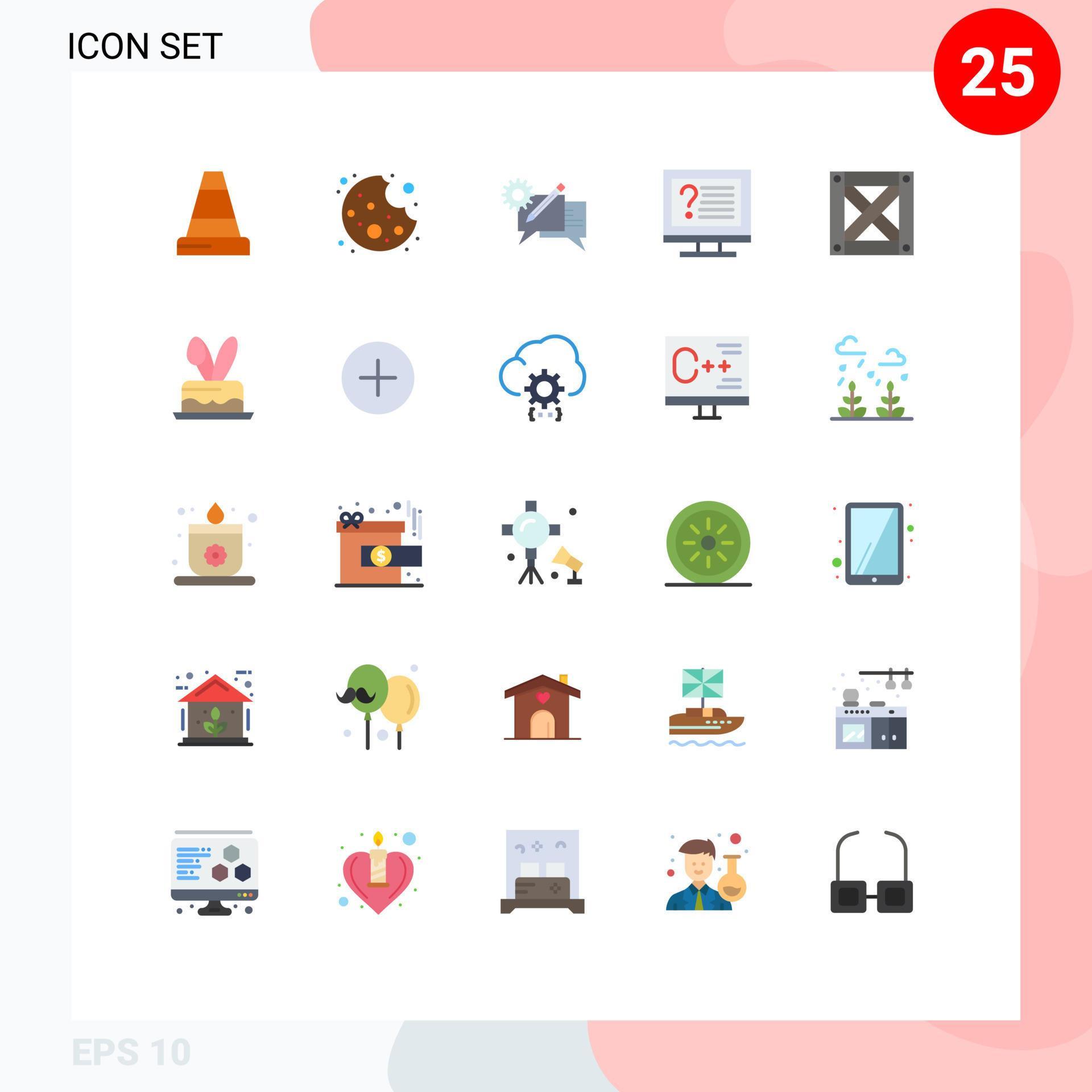Set Of 25 Modern Ui Icons Symbols Signs For Packaging Online Discussion Info Contact Editable