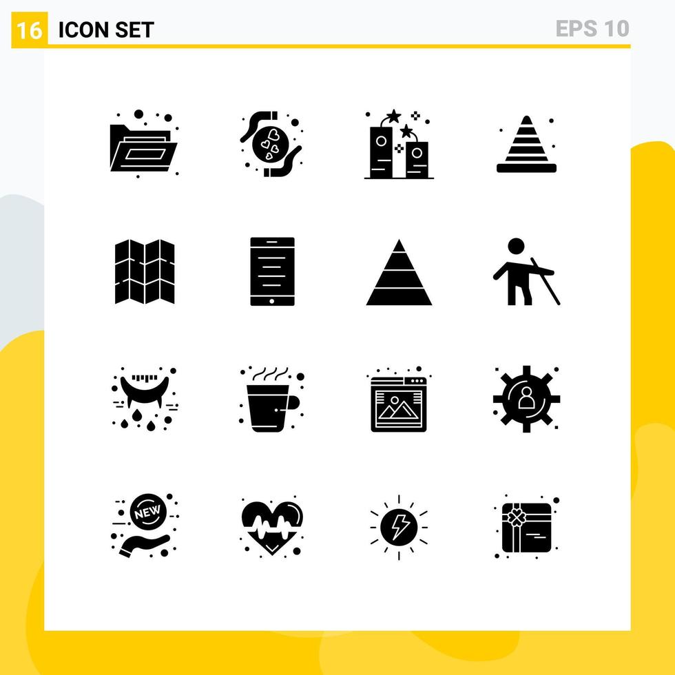 16 Thematic Vector Solid Glyphs and Editable Symbols of map road ...