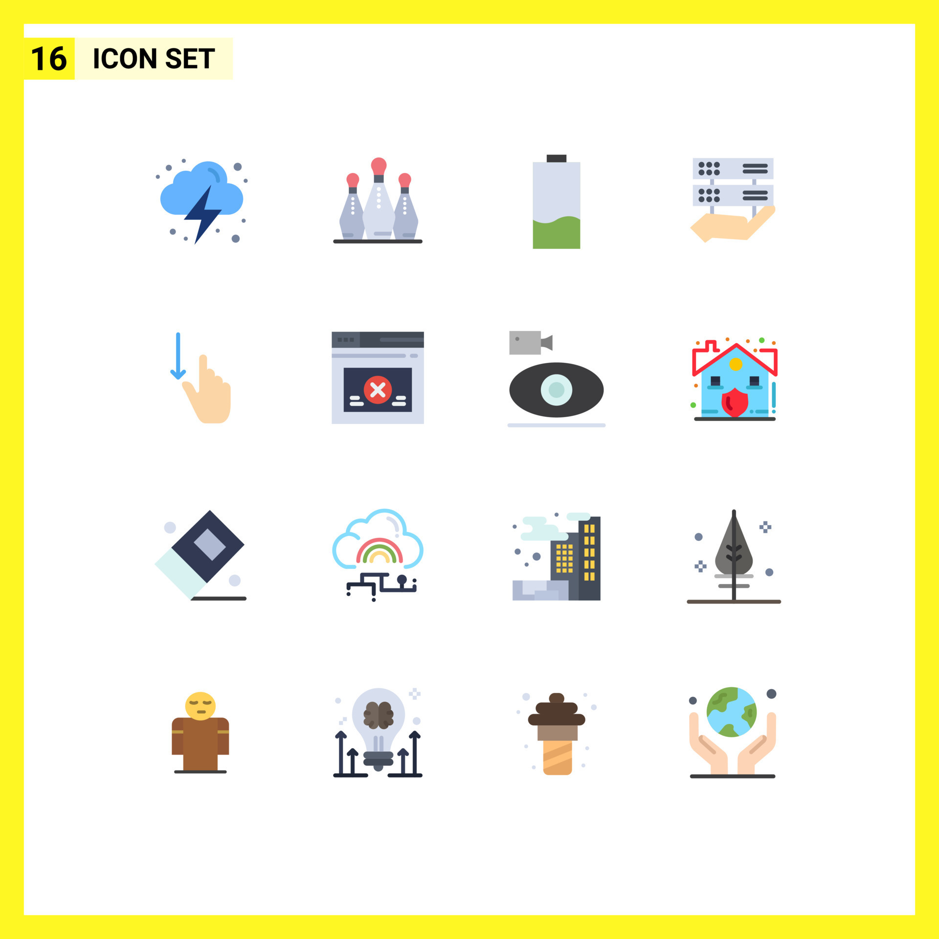 Pictogram Set Of 16 Simple Flat Colors Of Control Hand Sport Data Energy Editable Pack Of