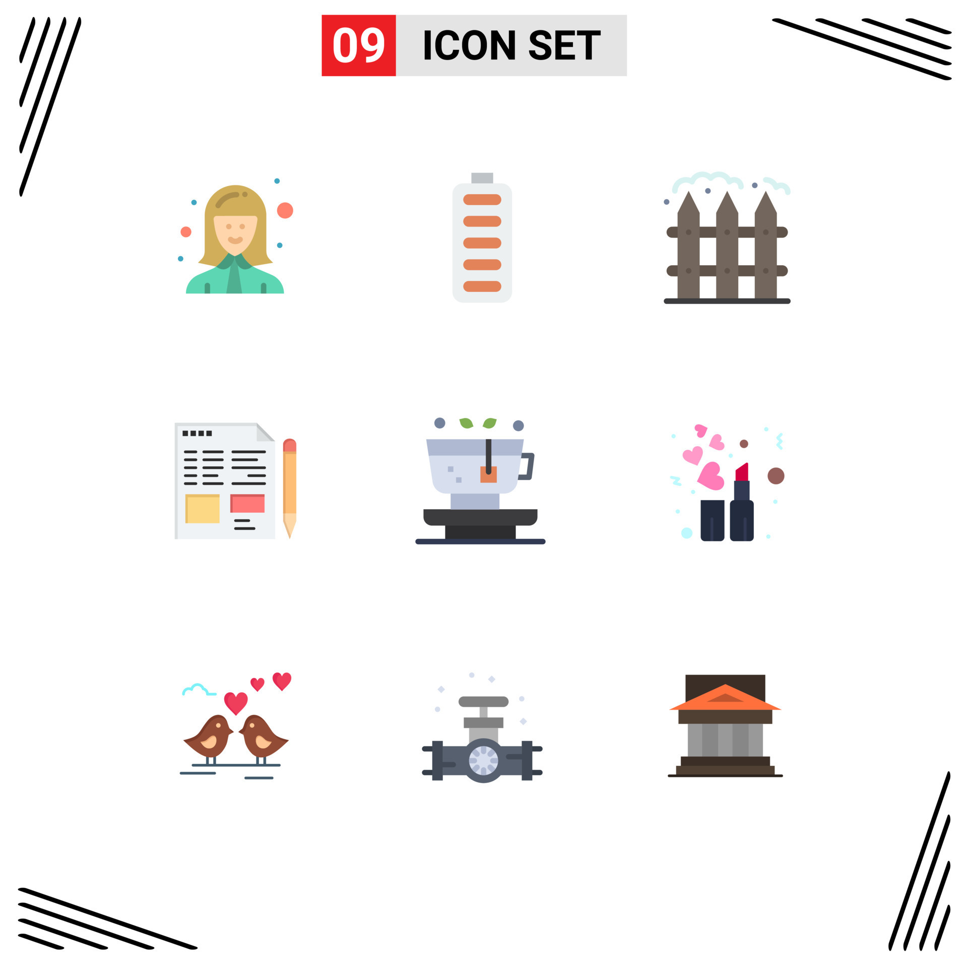 9 Universal Flat Colors Set For Web And Mobile Applications Leaf Pencil Energy Text Garden