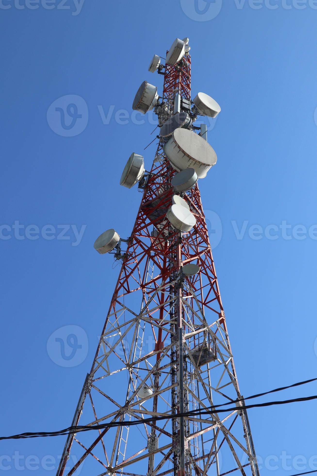communication tower. Telco Trellis for 3G 4G 5G Apocalypse Internet Communication, mobile, FM ...